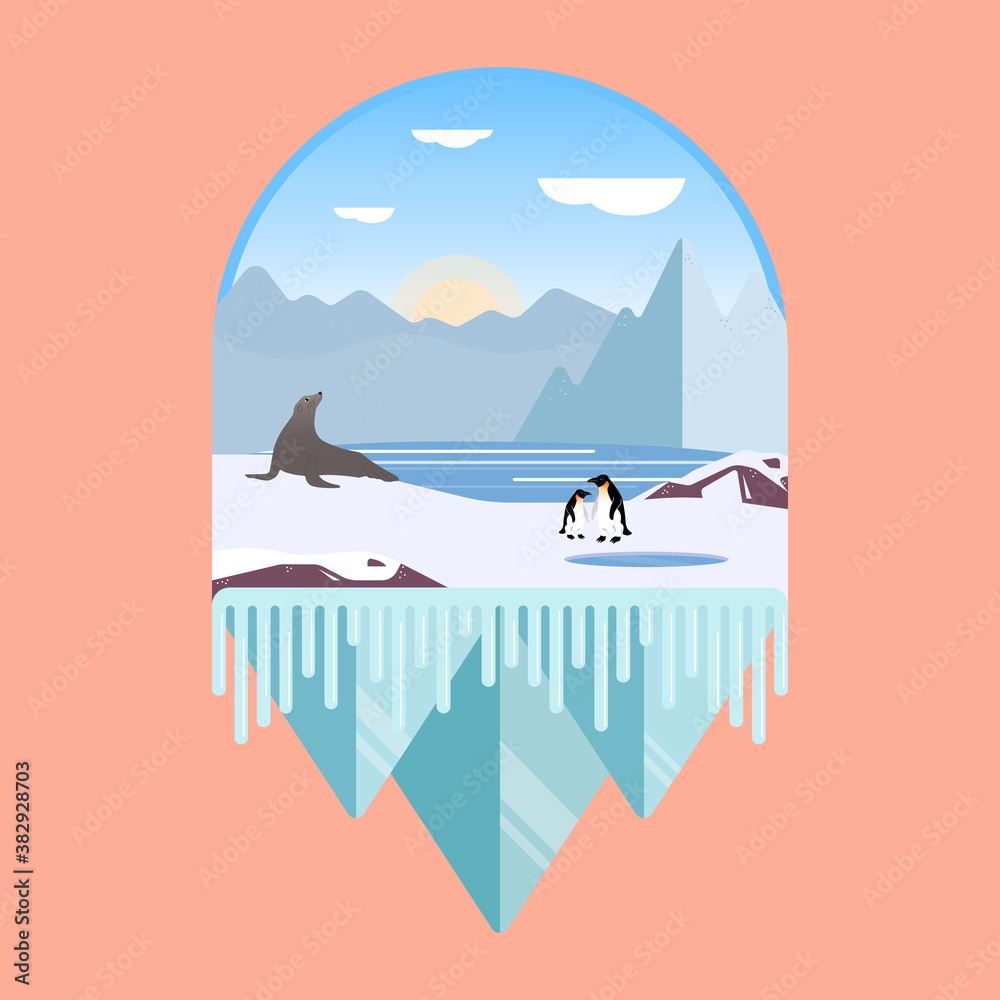 illustration of an antarctic landscape Stock Vector | Adobe Stock