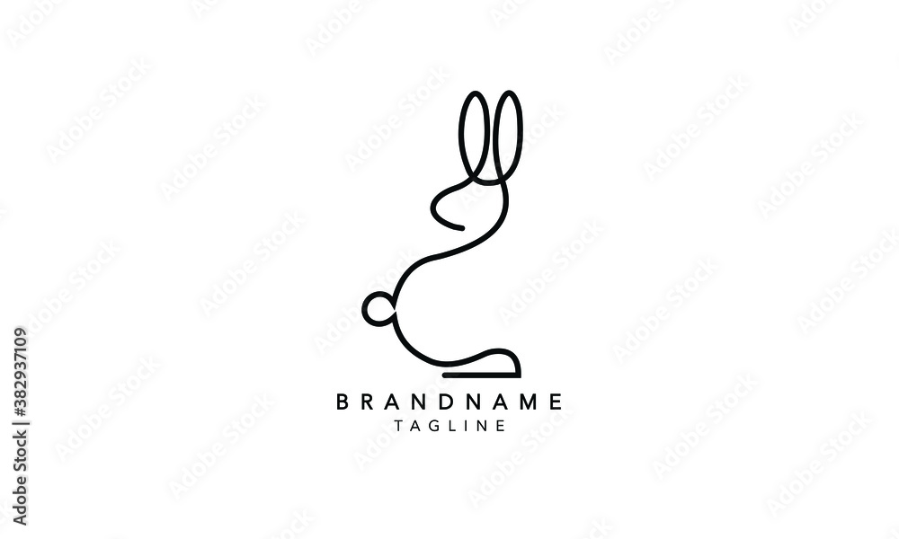 Minimal Creative line art logo of Rabbit, Abstract Bunny logo Stock ...