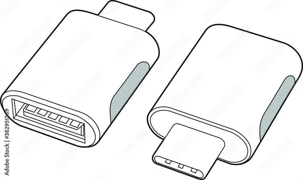 Professional USB-C Adapter Vector / Line Drawing. Icon, Logo, Design ...