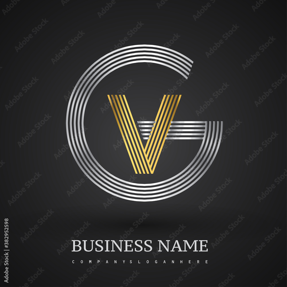 Letter GV logo design circle G shape. Elegant silver and gold colored ...