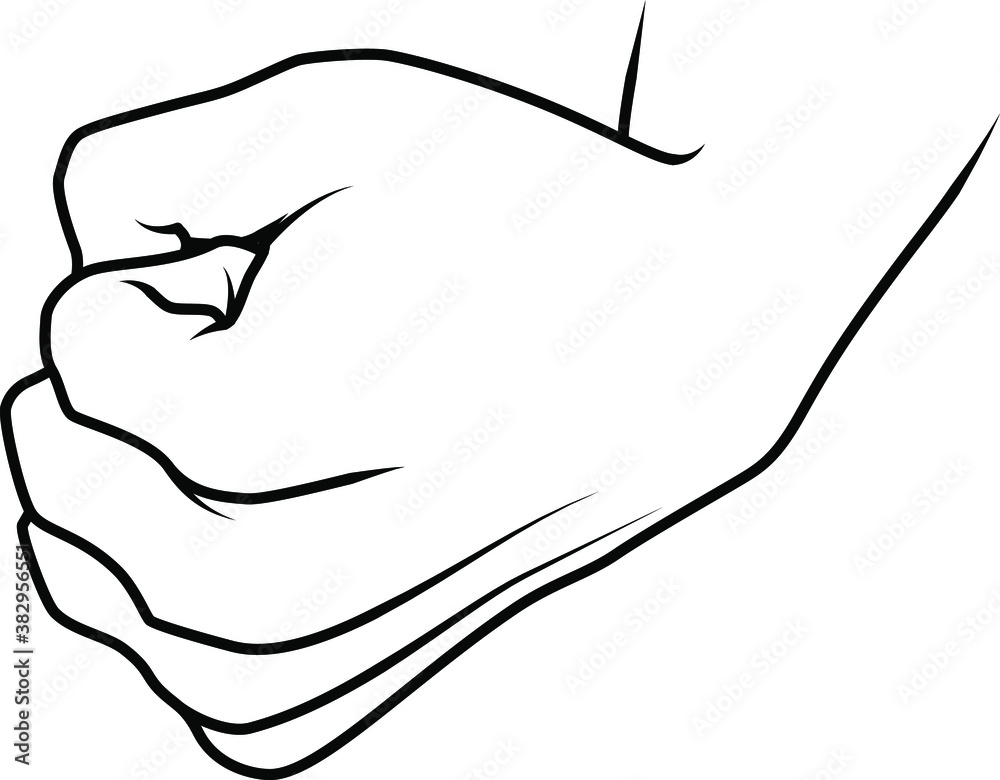 Line drawing of a human male hand. Making a fist. Stock Vector | Adobe ...
