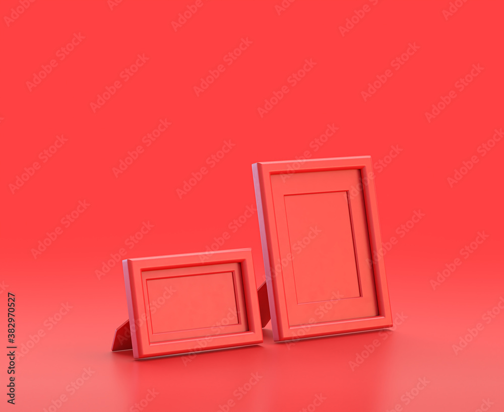 monochrome single horizontal and vertical two red picture frames color ...