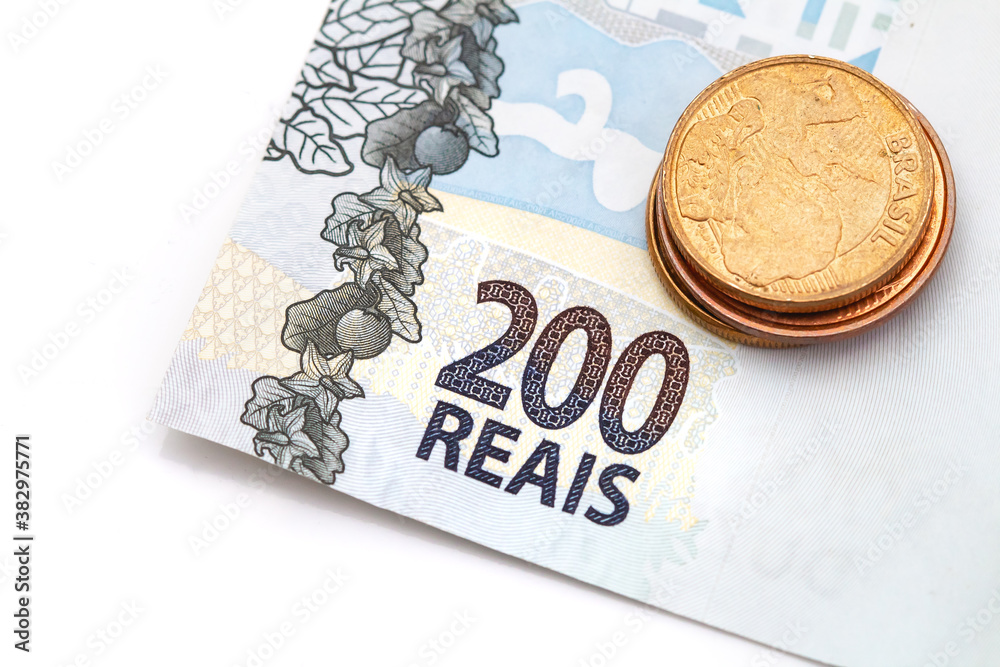 Dinheiro, Brasil, Reais, Real Brasileiro, Real. Cédula bancária da ...