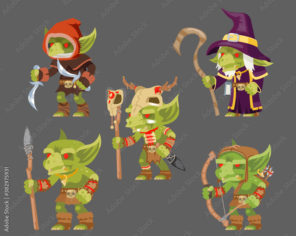 Goblins characters set dungeon monster army fantasy medieval action RPG ...