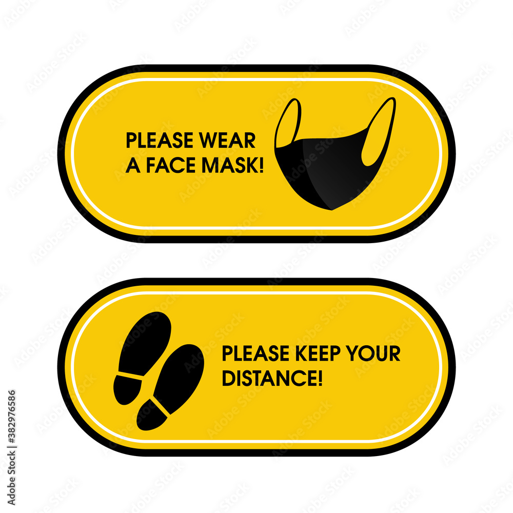 Please wear a face mask. Please keep your distance. Supporting distance ...