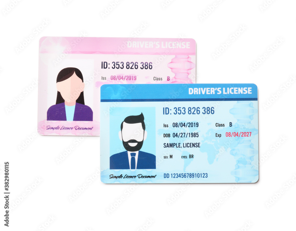Different driving licenses on white background Stock Photo | Adobe Stock