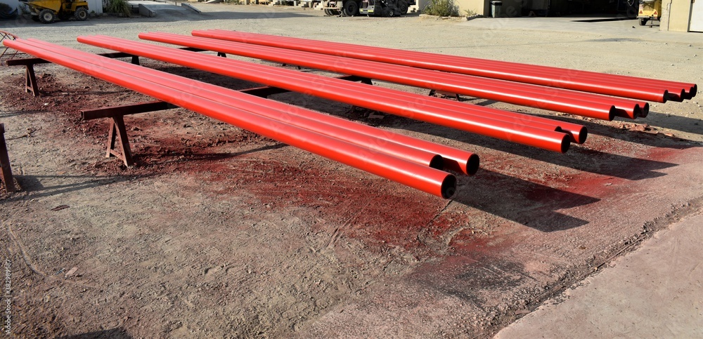 Red steel pipes for fire fighting system and extinguishing water lines ...