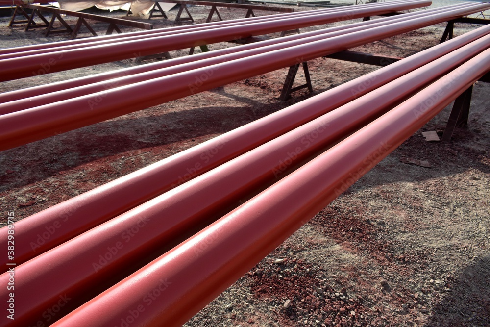 Red steel pipes for fire fighting system and extinguishing water lines ...