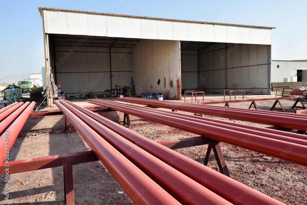 Red steel pipes for fire fighting system and extinguishing water lines ...