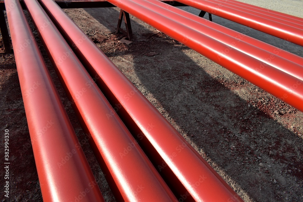 Red steel pipes for fire fighting system and extinguishing water lines ...