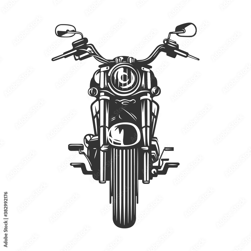 Chopper motorcycle front view isolated on white background. Stock ...