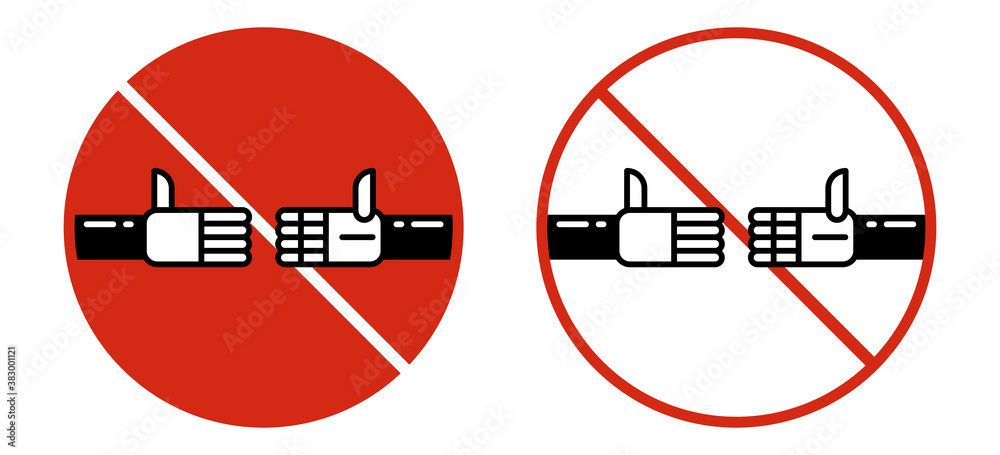 Sign prohibiting leading. The symbol prohibiting personal contact. Sign ...