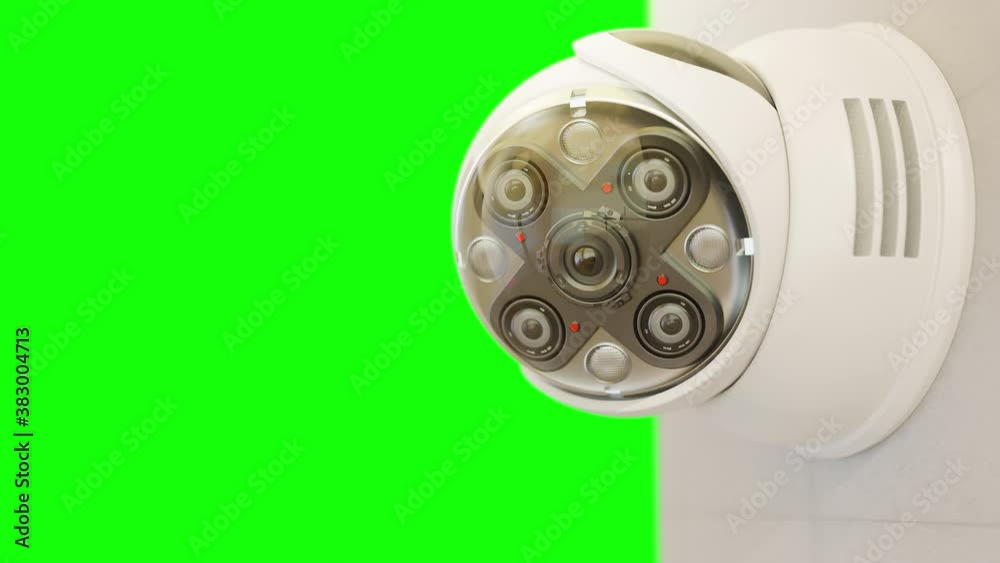 Futuristic security CCTV camera with Motion sensor on green screen ...