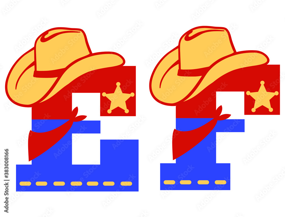 English alphabet. Vector illustration of letter E and F with western ...