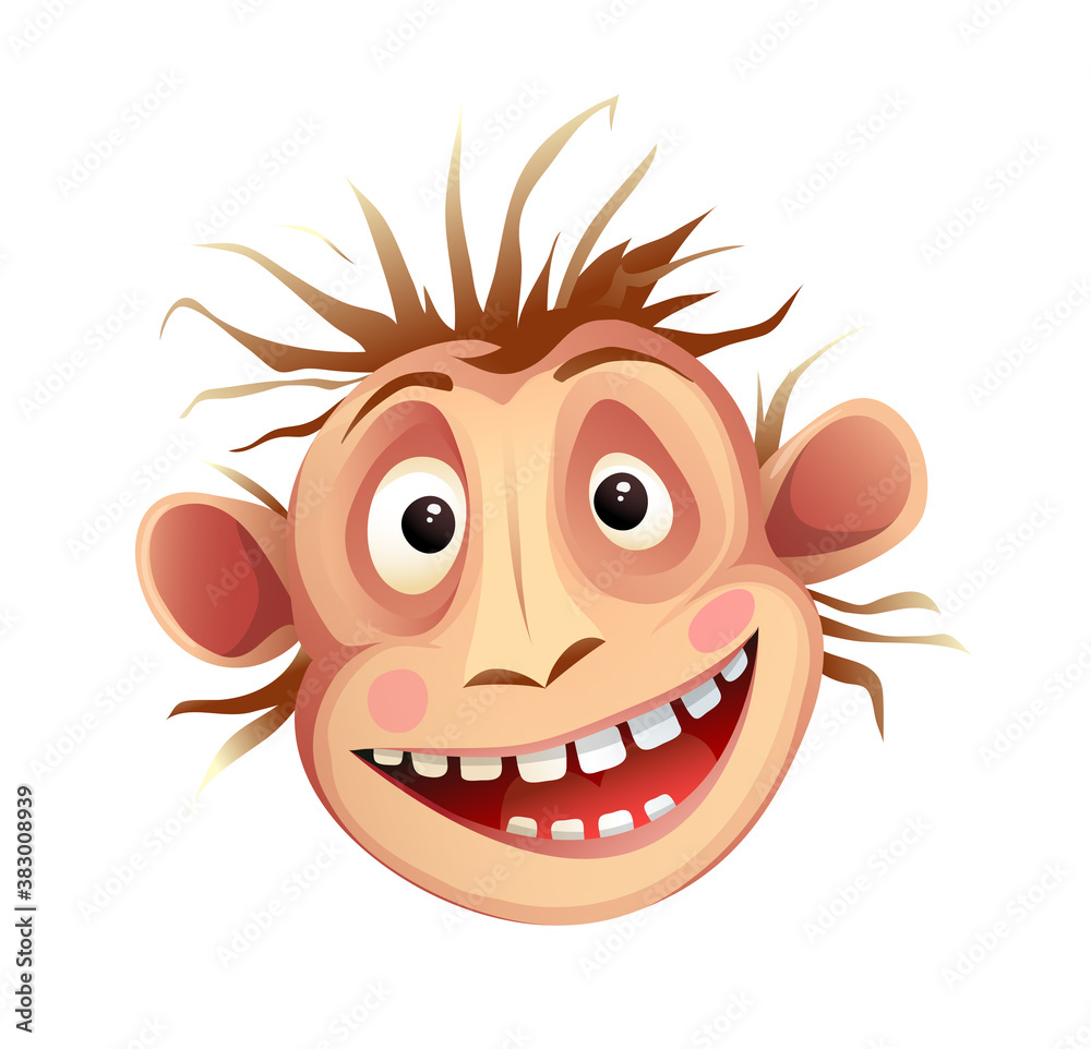 Monkey chimp head, crazy mimicking facial expression. Funky chimpanzee ...