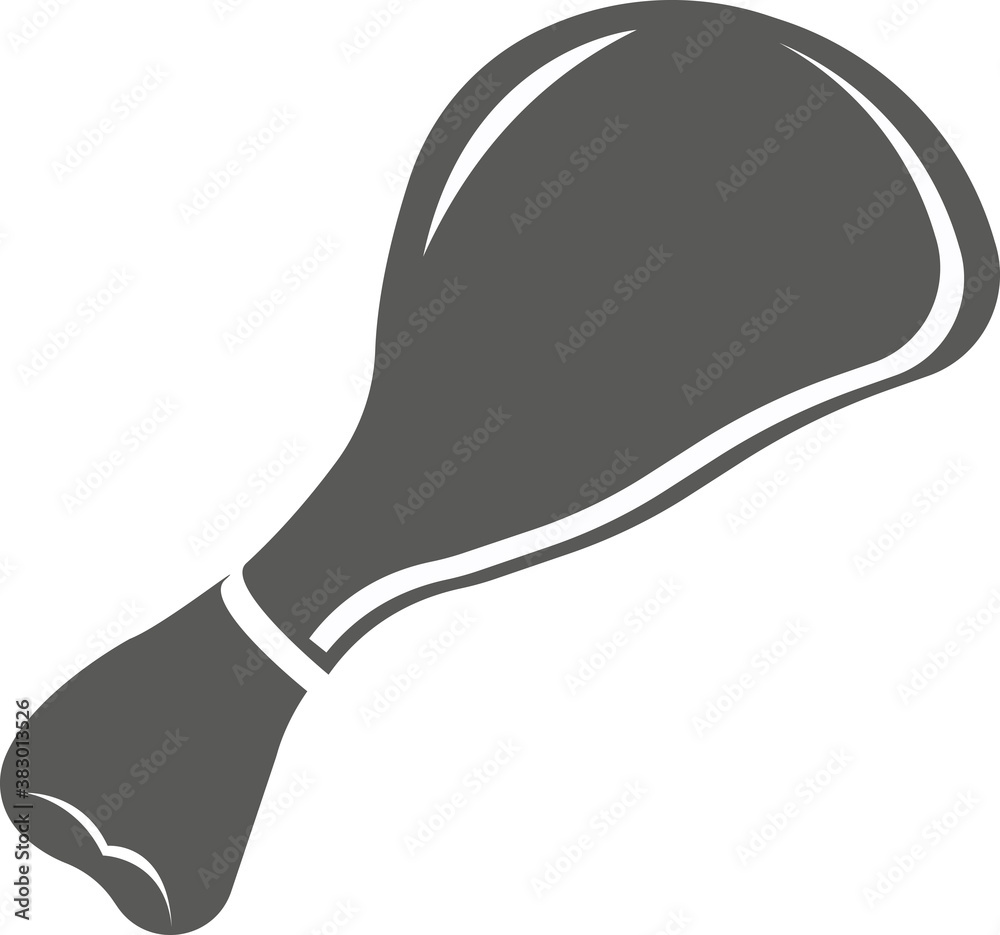 Chicken leg isolated on white background. Vector black and white ...