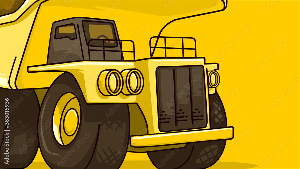 very close up Mining truck cartoon vector illustration Stock Vector ...