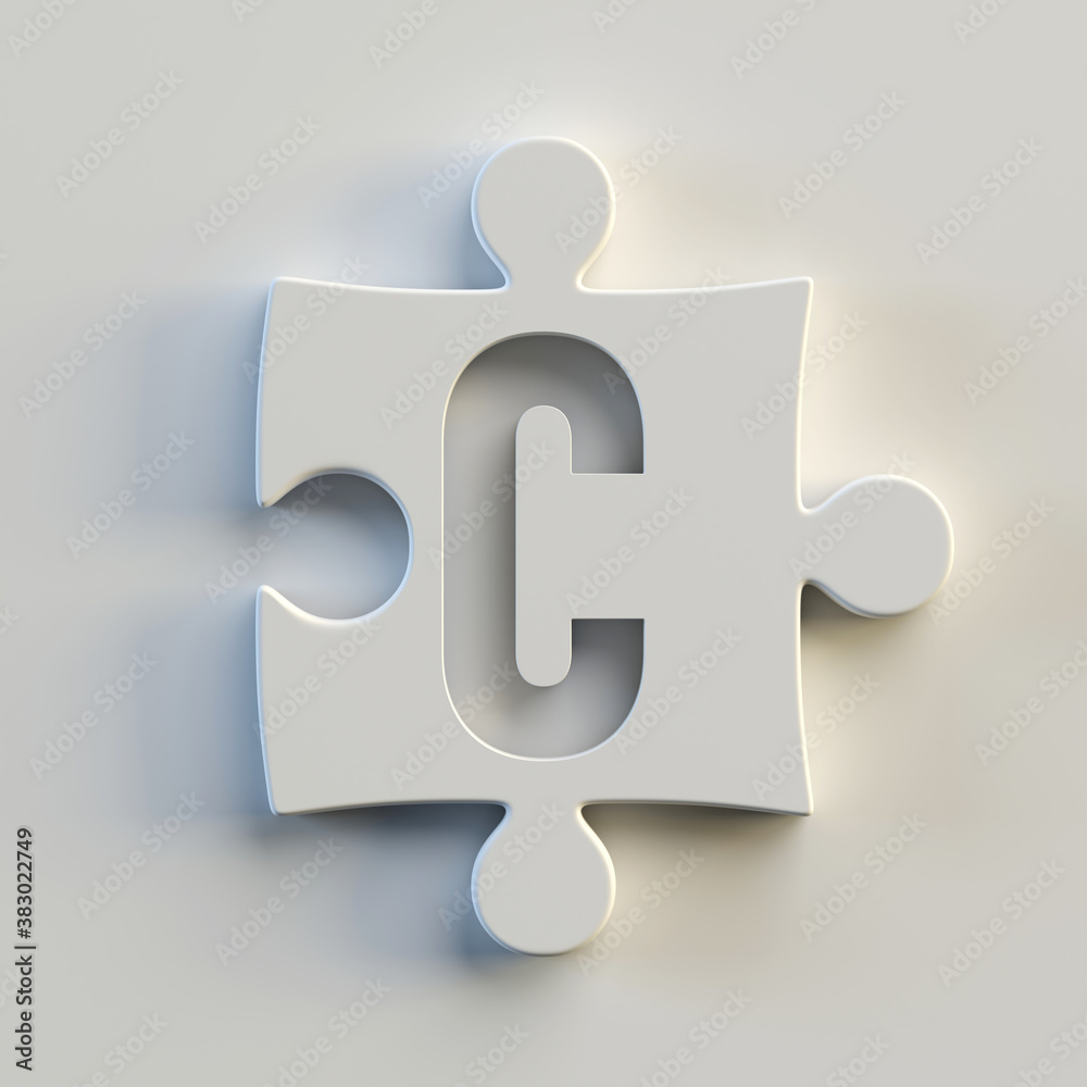 Jigsaw font 3d rendering, puzzle piece letter C Stock Illustration ...