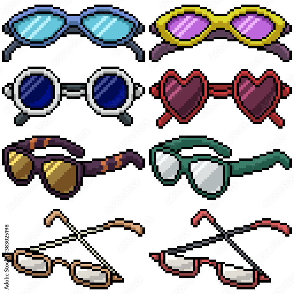 pixel art set isolated glasses fashion Stock Vector | Adobe Stock