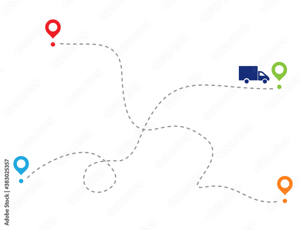 path of car on dotted line. dotted trace and the direction of traffic ...