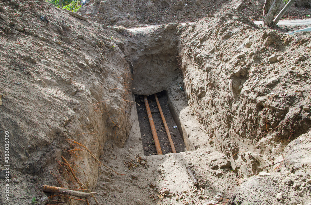 Sewer pipes for laying an external sewage system at a construction site ...
