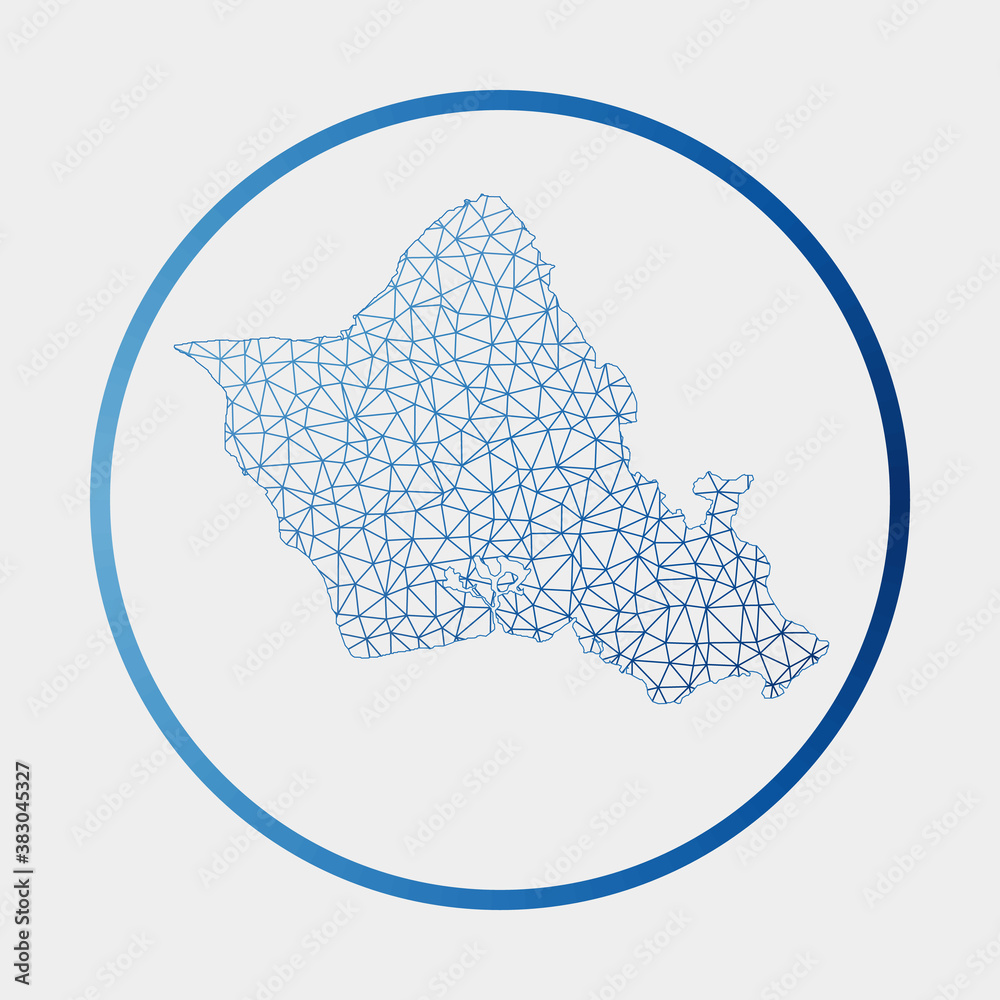 Oahu icon. Network map of the island. Round Oahu sign with gradient ...