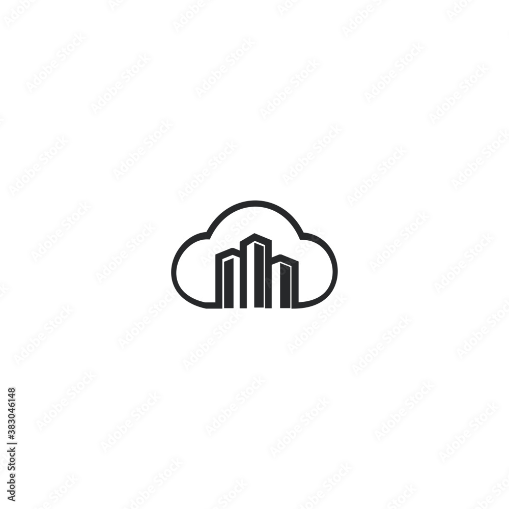 real estate with cloud logo design template, Construction Architecture ...