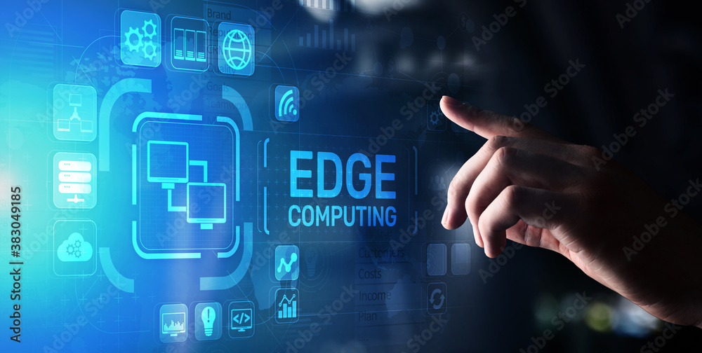 Edge computing modern IT technology on virtual screen concept. Stock ...