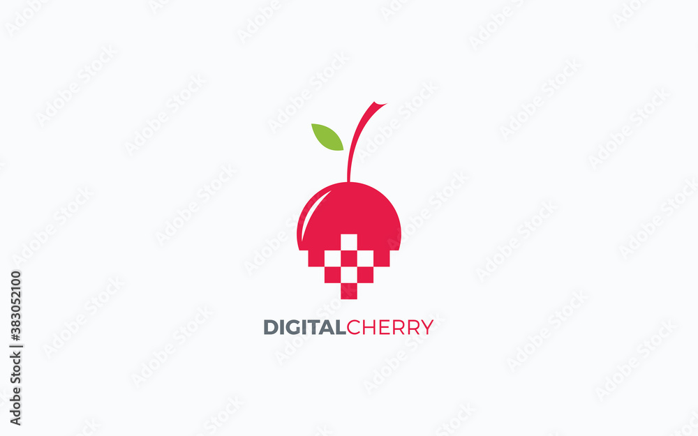 Cherry logo formed digital symbol in modern shape Stock Vector | Adobe ...