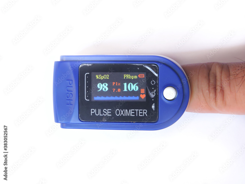 Oxymeter to check to oxygen level and pulse rate of human body. Stock ...