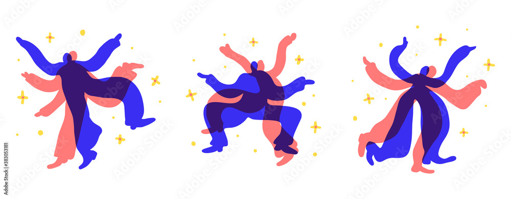 Performance vector illustration. Abstract performers are dansing and ...