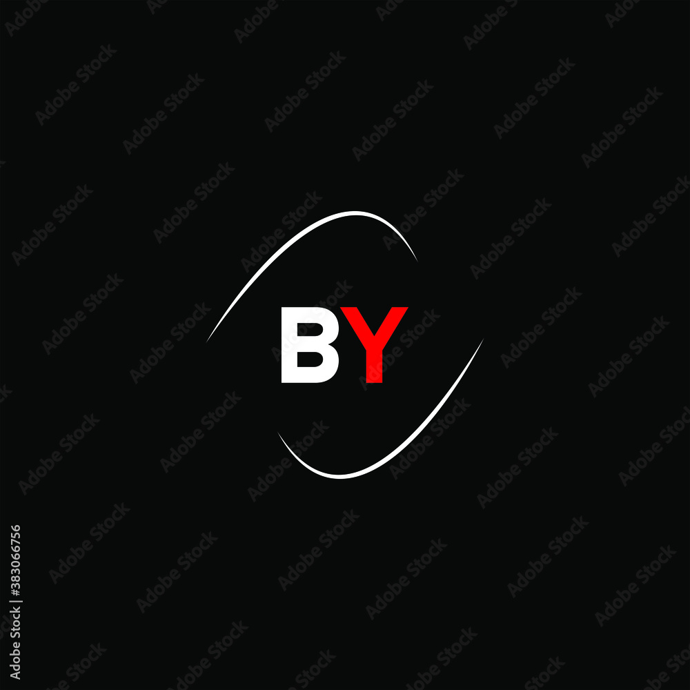 B Y letter logo abstract design on black color background Stock Vector ...