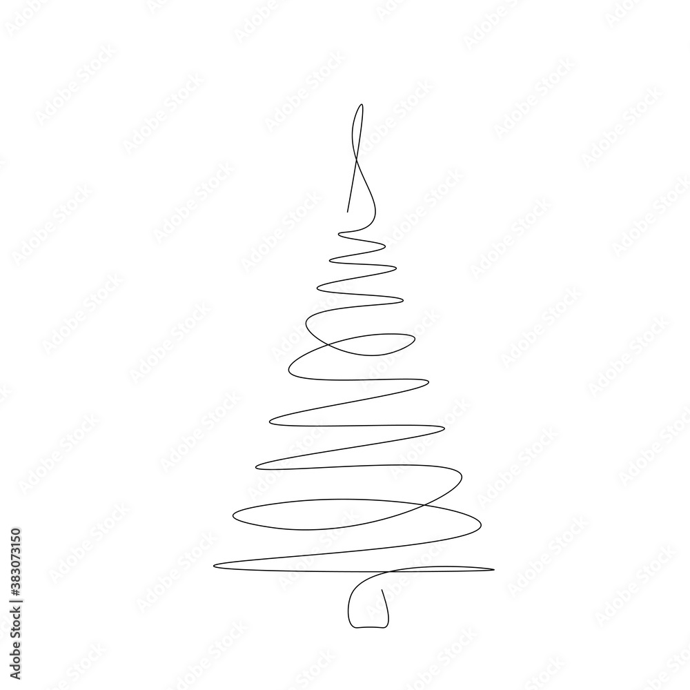 Christmas tree line drawing. Vector illustration Stock Vector | Adobe Stock