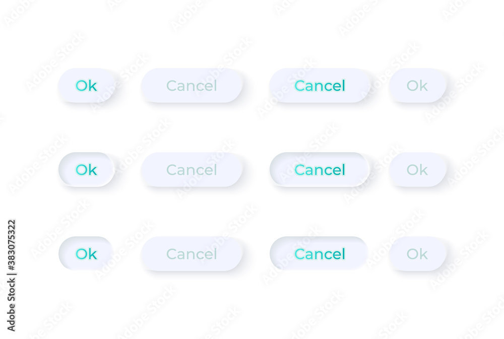 Confirmation buttons UI elements kit. Ok and cancel. Options isolated ...