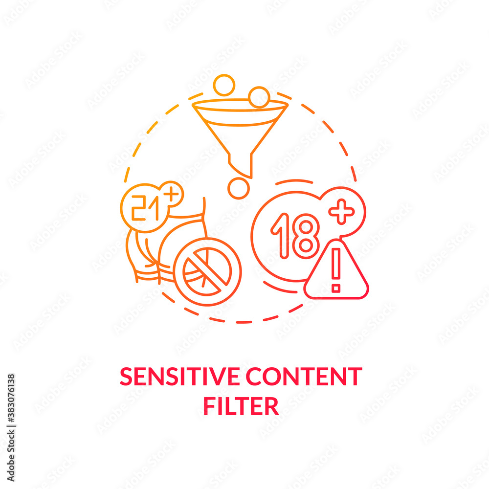 Sensitive content filter concept icon. Parental control element idea ...