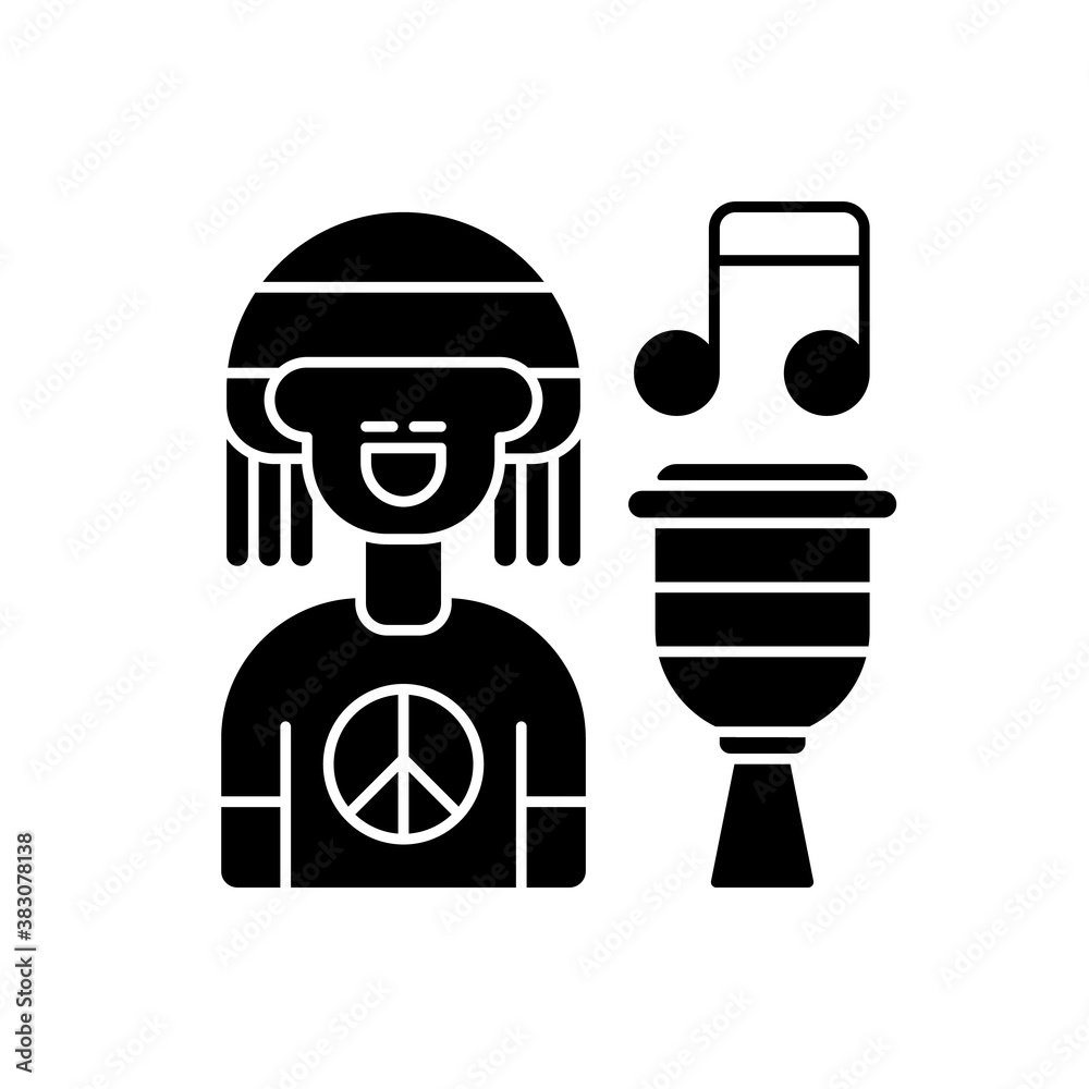 Reggae music black glyph icon. Rasta songs. Modern style. Exciting paty ...
