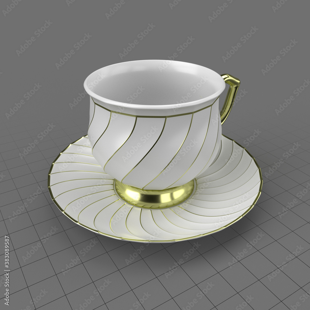 Twisted coffee cup and saucer Stock 3D asset | Adobe Stock