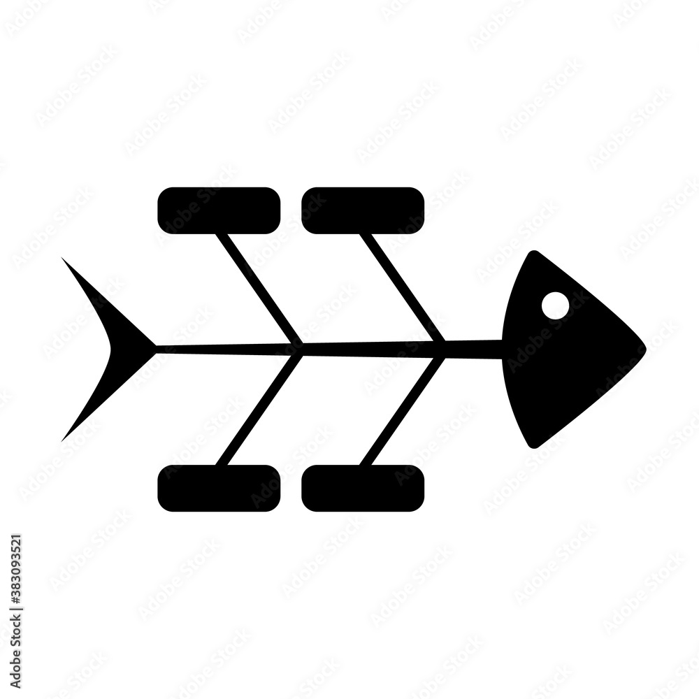 Fishbone diagram silhouette icon. Clipart image isolated on white ...