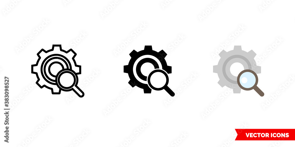Advanced search icon of 3 types color, black and white, outline ...