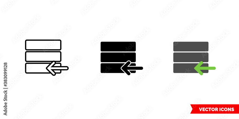 Database import icon of 3 types color, black and white, outline ...