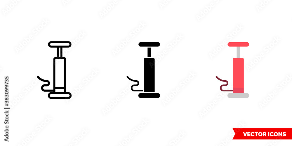 Hand pump icon of 3 types color, black and white, outline. Isolated ...