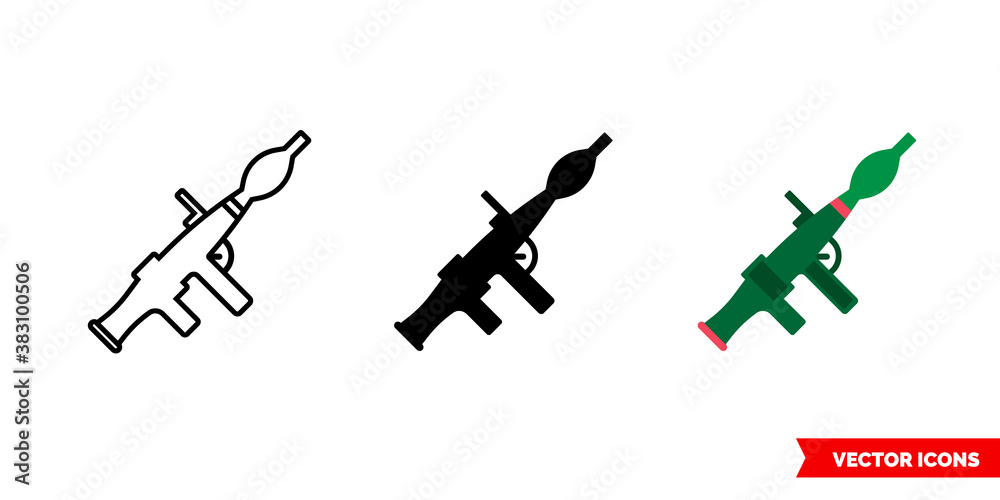 RPG icon of 3 types color, black and white, outline. Isolated vector ...