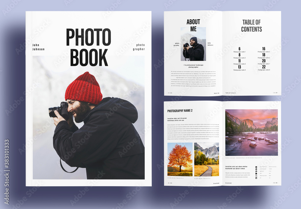 Simple Photographer Photo Book Layout Stock Template | Adobe Stock