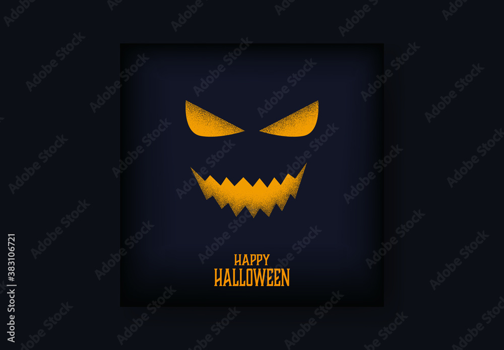 Retro Style Halloween Card with Scary Face Stock Template | Adobe Stock