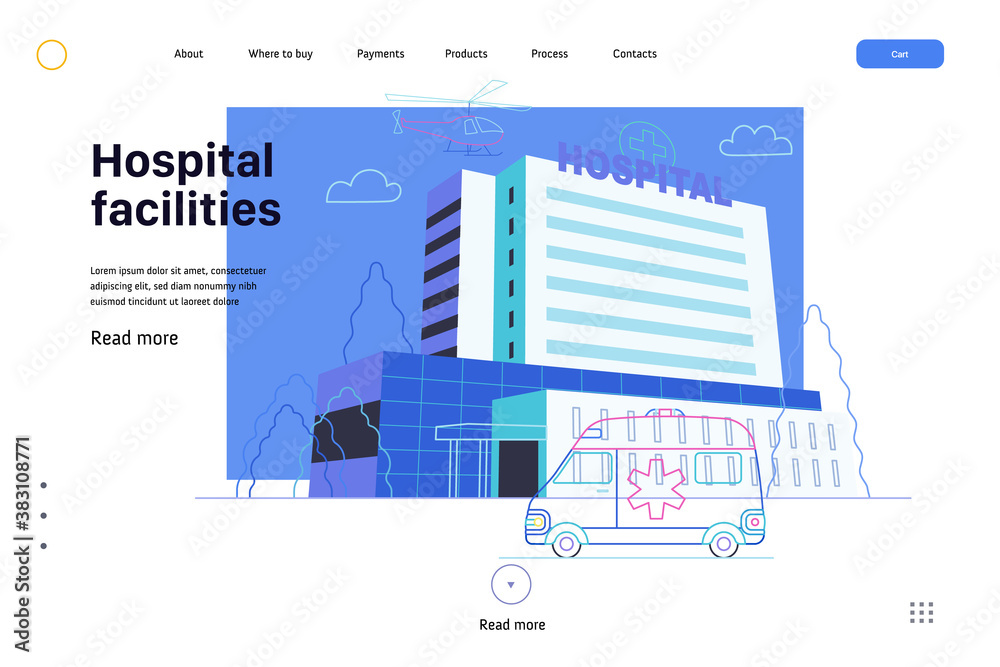 Medical insurance - hospital facilities and services - modern flat ...