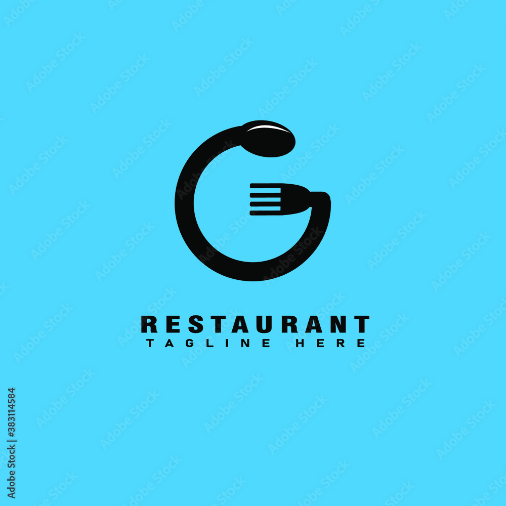 Vector alphabet letter G background illustration of a fork, spoon and ...