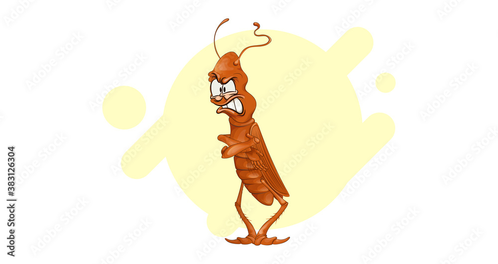 Funny cockroach with angry face in cartoon style Stock Vector | Adobe Stock