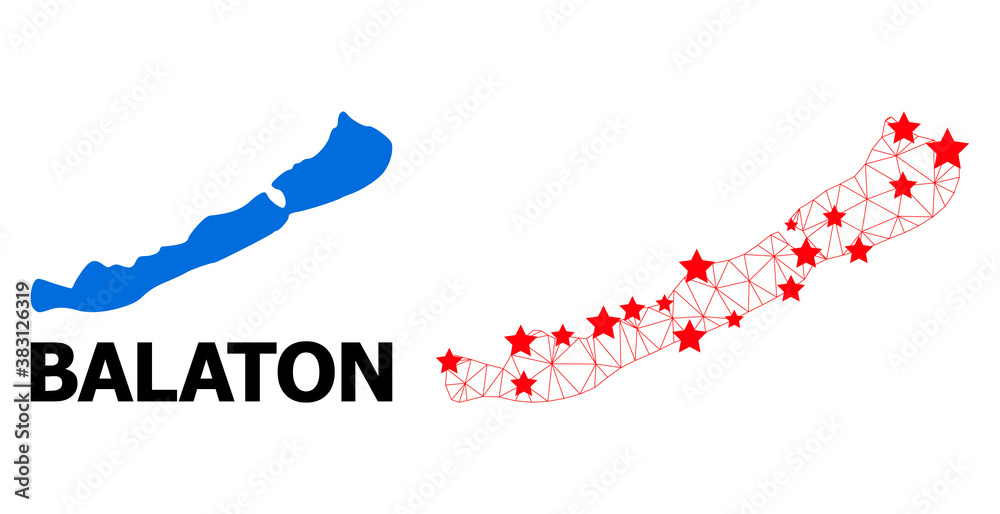 Mesh polygonal and solid map of Balaton Lake. Vector model is created ...