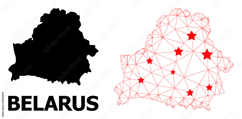 2D polygonal and solid map of Belarus. Vector model is created from map ...