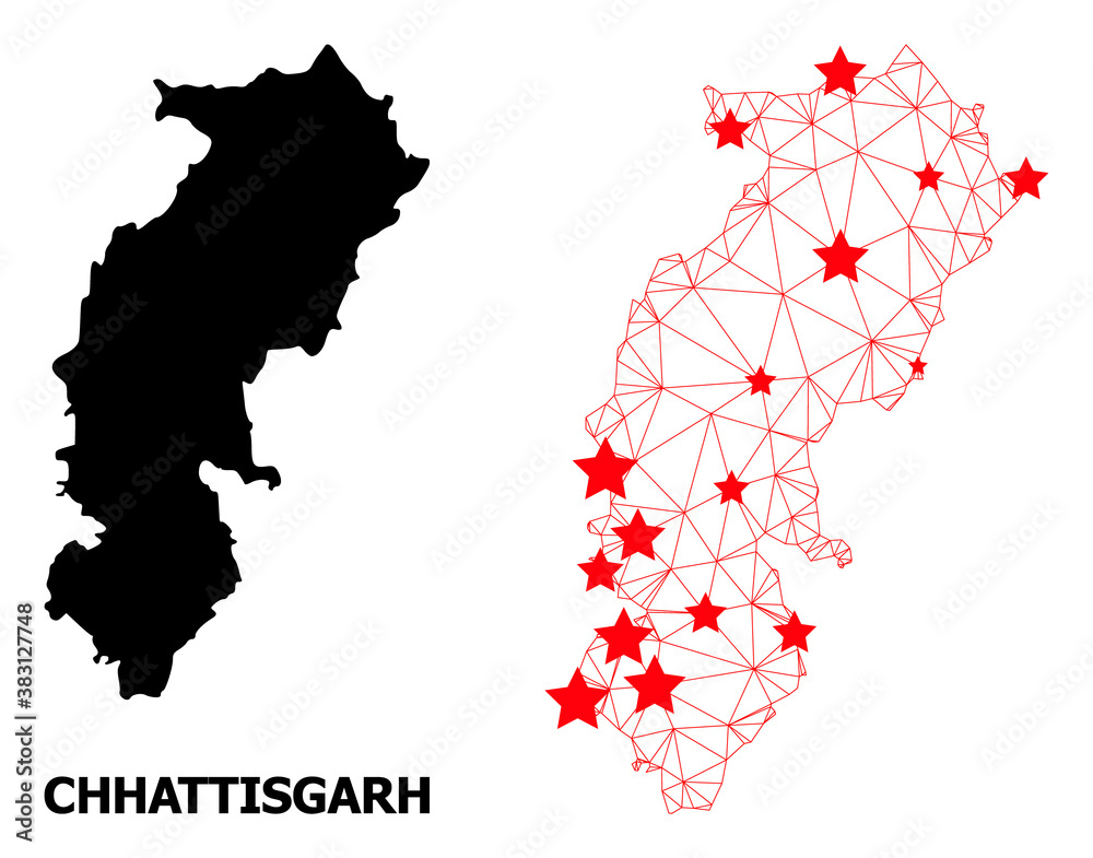 2D polygonal and solid map of Chhattisgarh State. Vector model is ...
